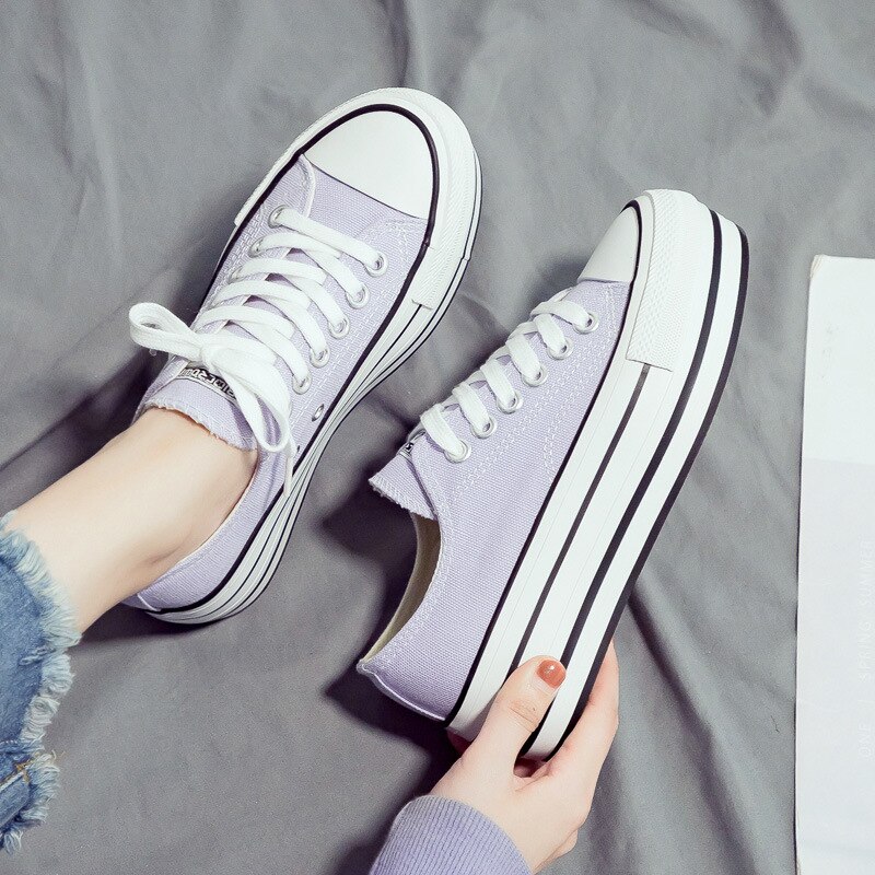 Summer thick-soled purple canvas sports shoes for ... – Grandado