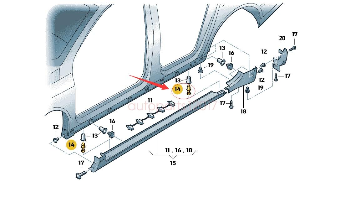 10XTrim Clip Seite Felsen Sill Formteil Für Passat... – Grandado