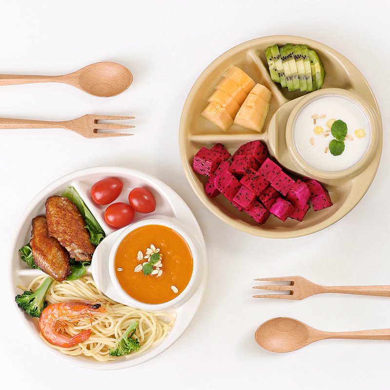 4 Grid Plates For Food Child Kids Dinner Fruit Tra... – Vicedeal