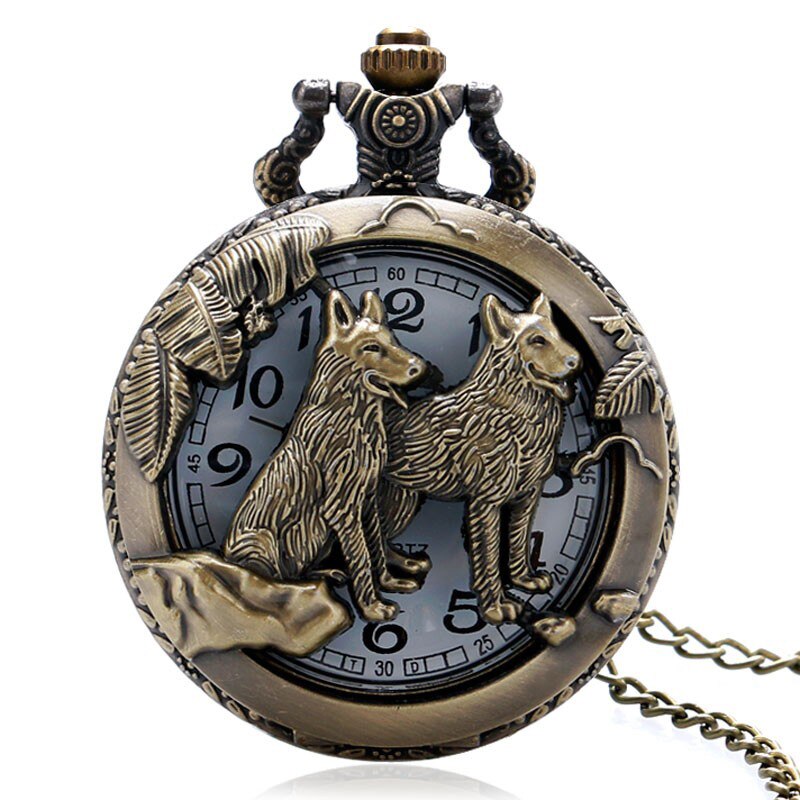 Large bronze carved zodiac animal dog pocket watch... – Vicedeal