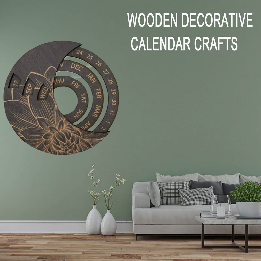 Wooden Hanging Calendar Craft Retro Permanent Cale... – Vicedeal