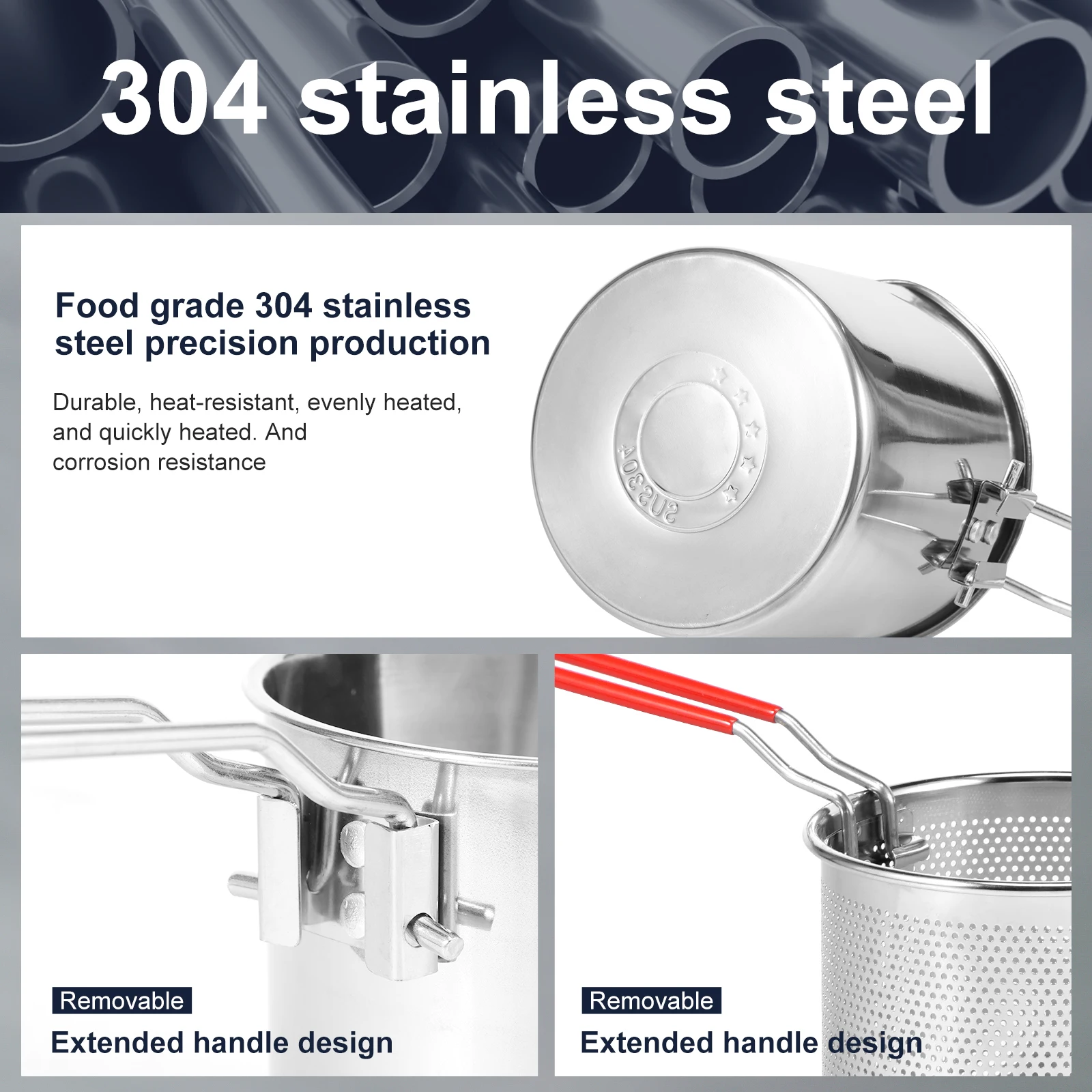 Stainless Steel Deep Fryer with Frying Basket Mult... – Grandado