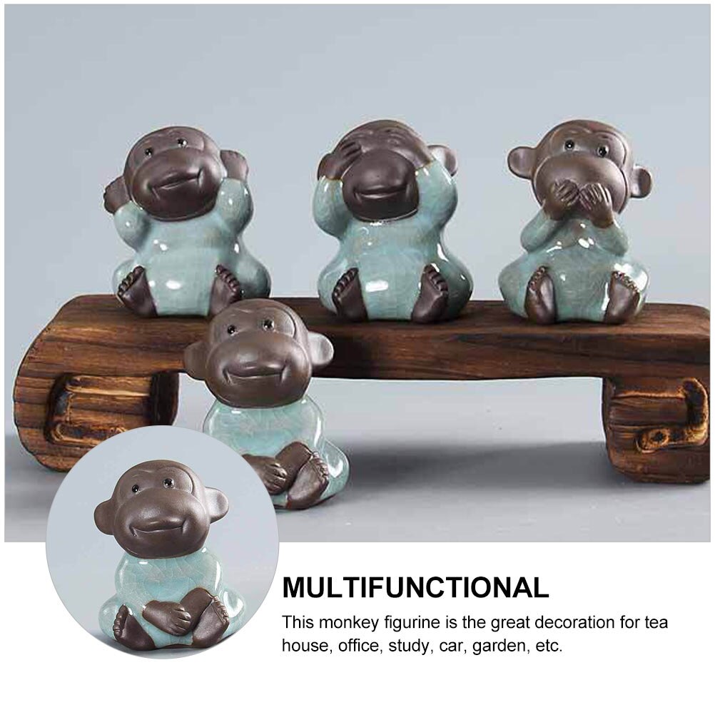 4Pcs Lovely Ceramic Monkeys Crafts Mini Tea Pet Ad... – Grandado