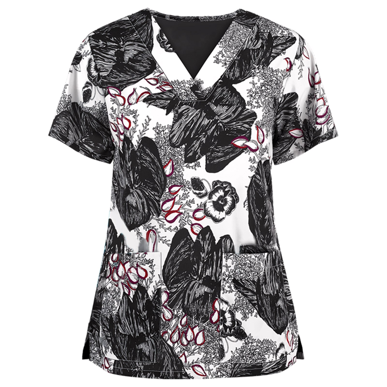 Vrouwen Korte Mouwen Hals Tops Werken Uniform Blou... – Vicedeal