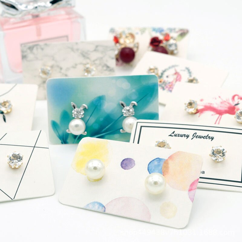 100Pcs Earrings Pack Kraft Paper Ear Studs Card Ha... – Grandado
