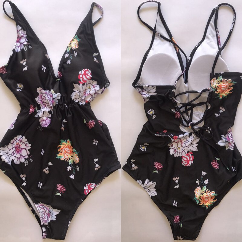 Frauen Bikini Set Rüschen Floral Print Badeanzug H... – Vicedeal