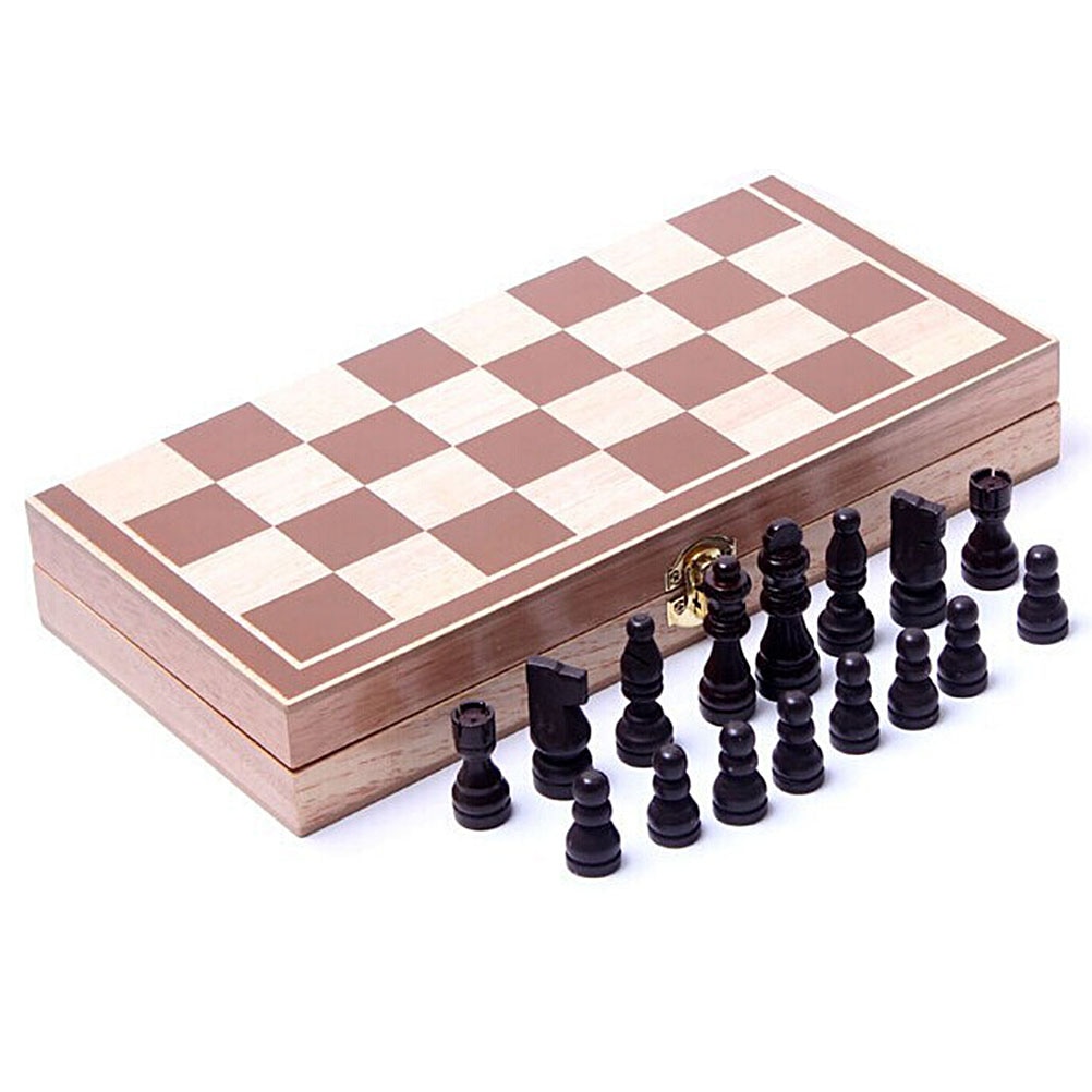 Wooden Chess Board Set Stress Relief Foldable Wood... – Grandado