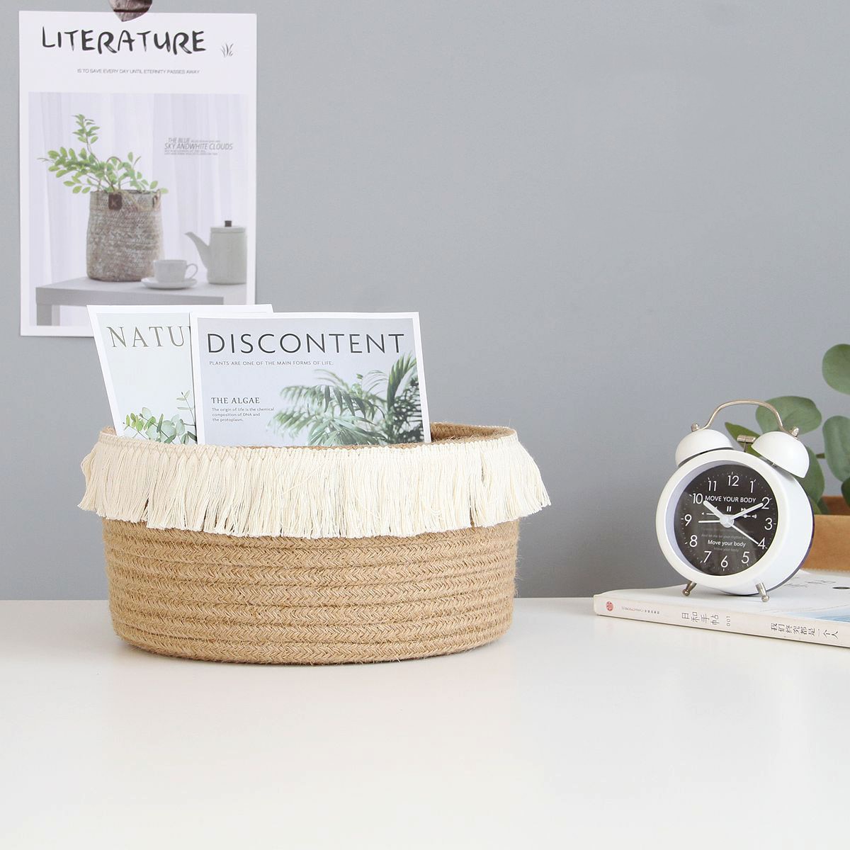Jute Desktop Storage Basket Seagrass Basket Wicker... – Vicedeal