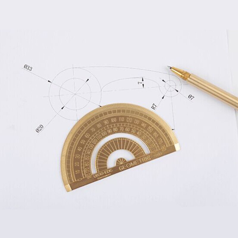 1pc Golden Retro Protractor Drawing Ruler Measurin... – Vicedeal