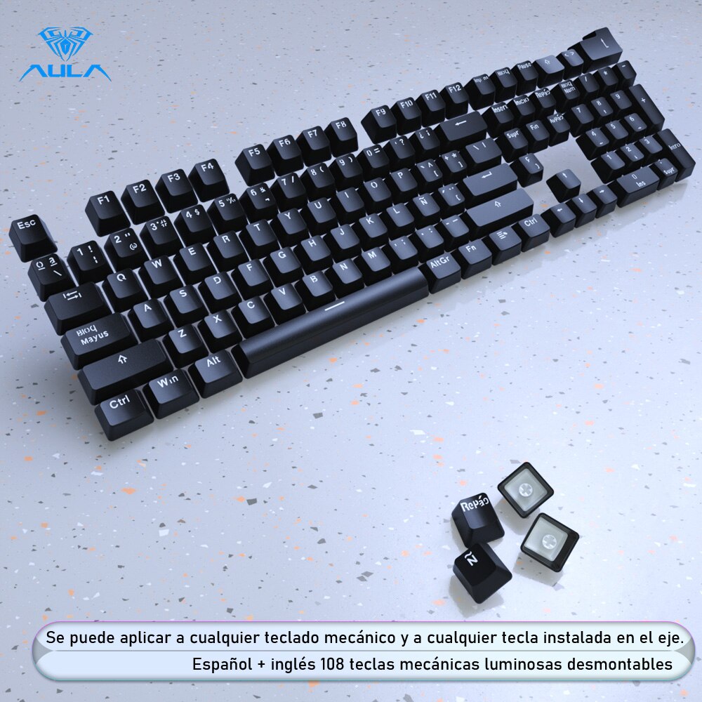AULA Spanish backlit mechanical keyboard keycaps C... – Grandado