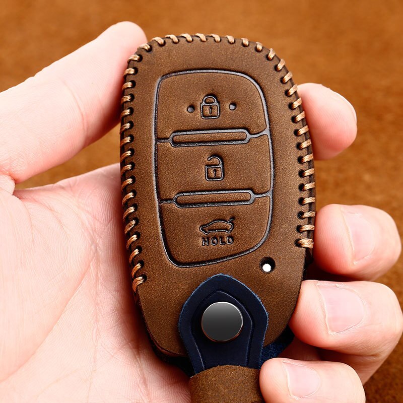 Leather Car Smart Key Cover Case Holder For Hyunda... – Grandado
