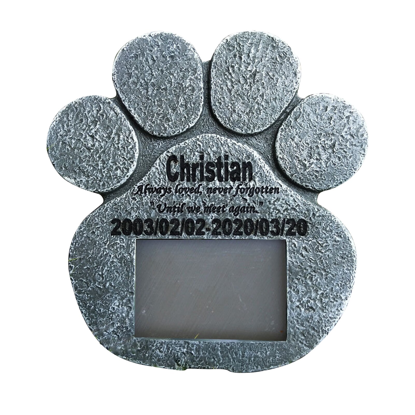 Pet Memorial Stone Paw Print Photo Frame Grave Pet... – Vicedeal