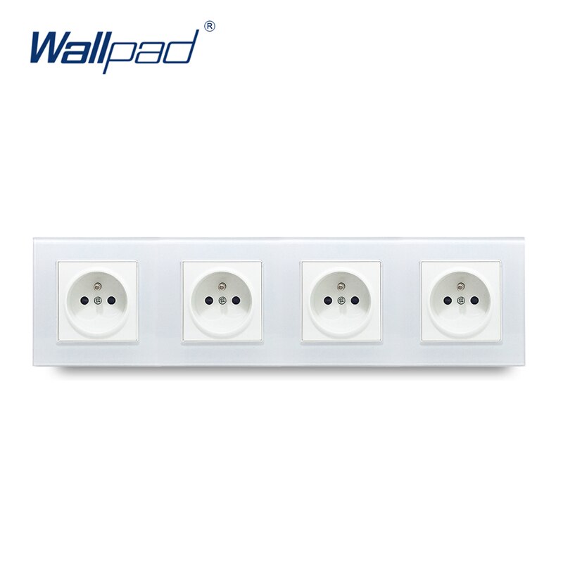 Triple French Socket Wallpad Crystal White Glass P... – Vicedeal
