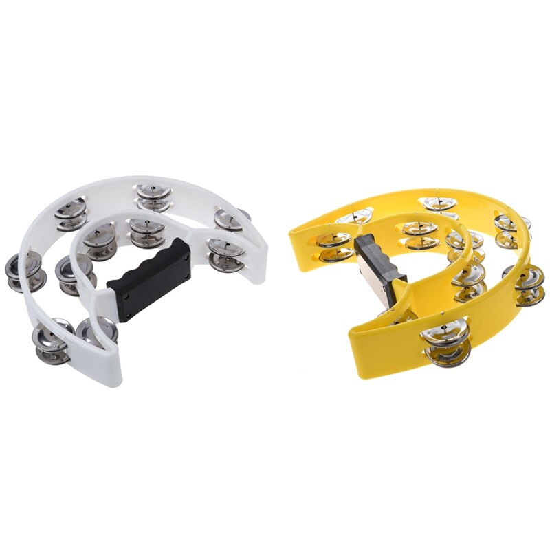 Double Half Moon Tambourine Instrument 32 Jingles ... – Vicedeal