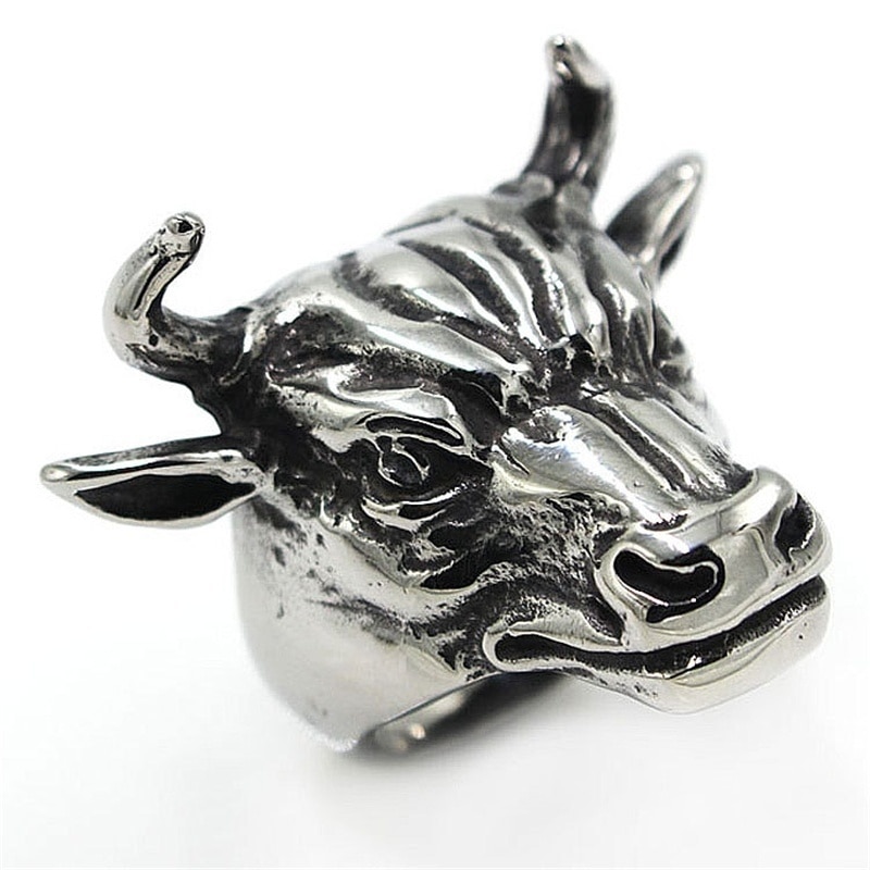 FDLK Mens Vintage Gothic 316L Stainless Steel Bull... – Grandado