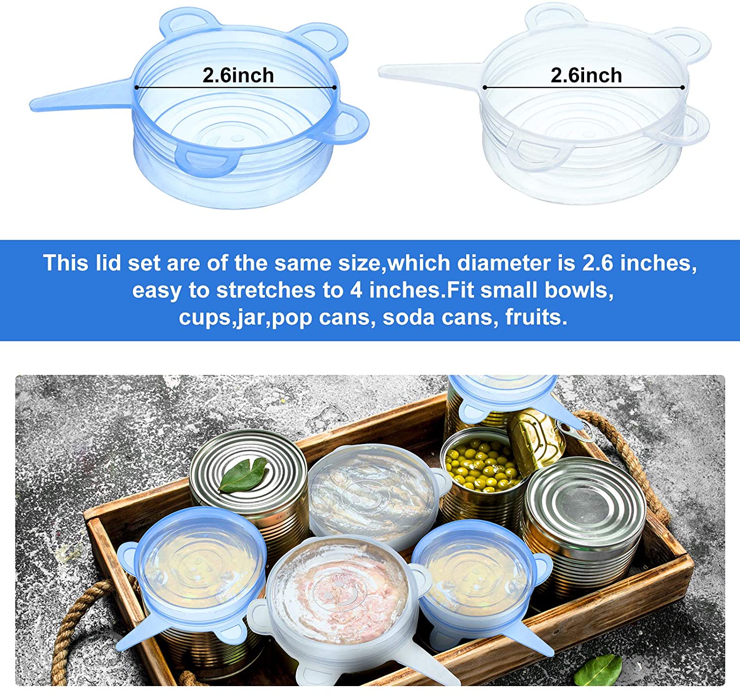 24 Pieces Silicone Stretch Can Lids Reusable Expan... – Grandado