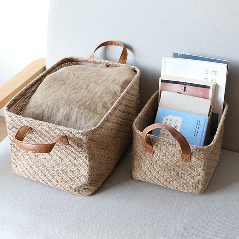 Foldable Jute Storage Basket Rectangle Storage Bas... – Grandado