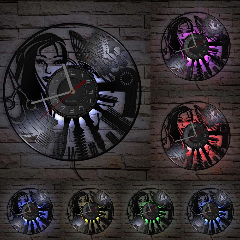 Barber Shop Sign Silent Haircutting Wall Clock Hai... – Grandado