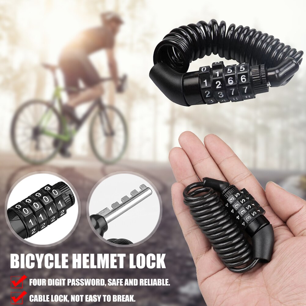 MTB Road Bike Anti Theft Helmet Light Lock 4 Digit... – Grandado