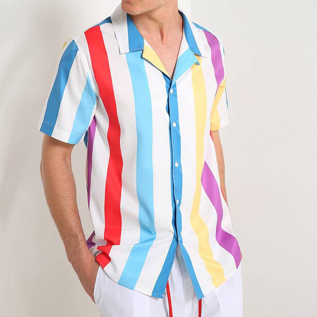 Shirt Mannen Zomer Korte Mouw Camisa Gestreepte Sh... – Grandado