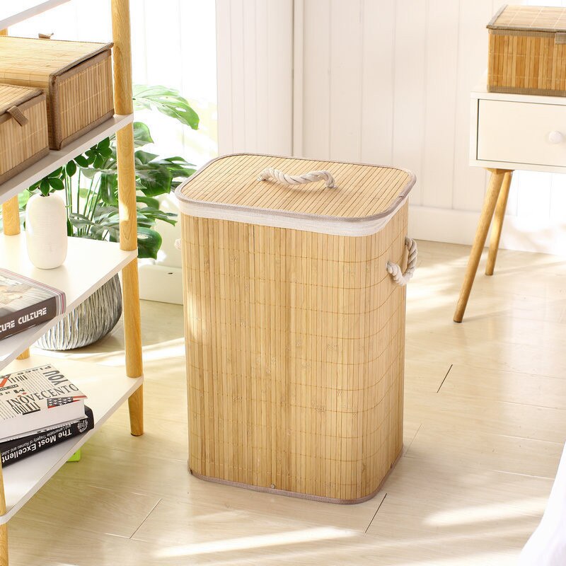 Foldable Bamboo Storage Basket Large Clothes Stora... – Grandado