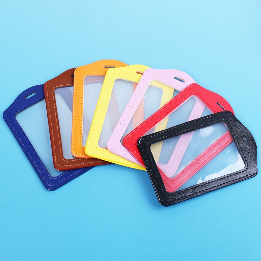 PU Leather ID Badge Case Clear With Color Border L... – Vicedeal