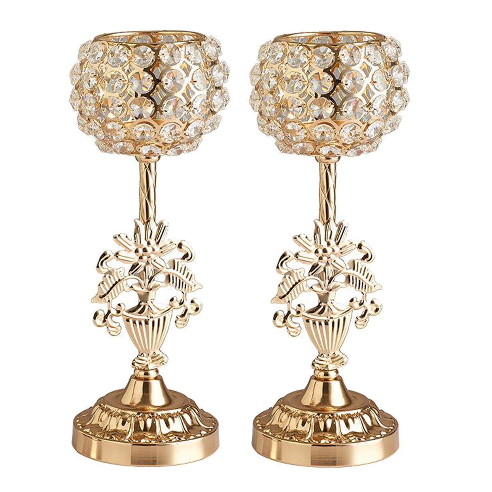 2x ouro cristal castiçal castiçal candelabro decor... – Grandado