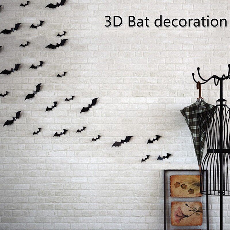12Pcs/set Halloween Decoration 3D Black PVC Bat DI... – Grandado