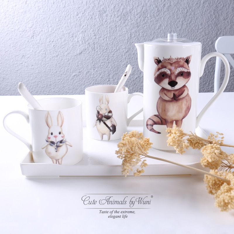 Cute Fox Coffee Jug Soda Pot Filter Kettle Ceramic... – Vicedeal