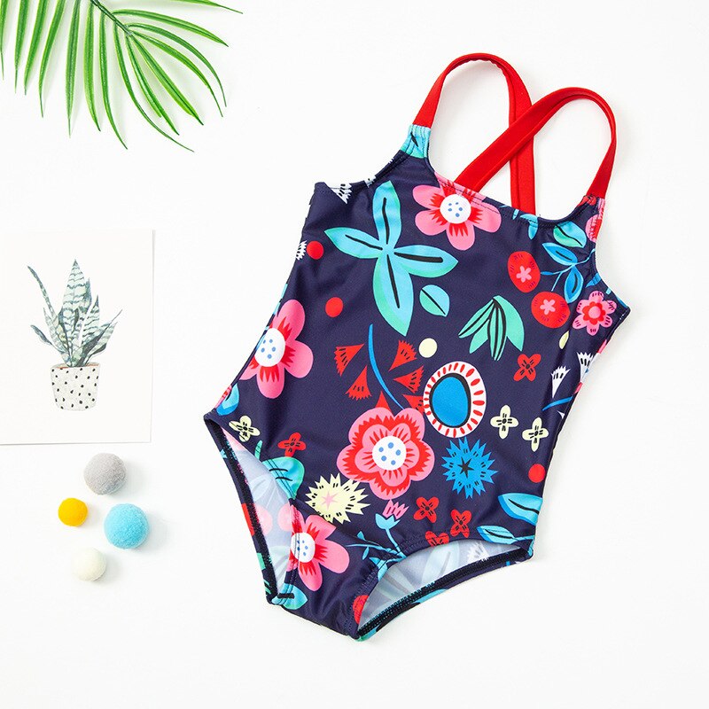 Summer Cute Baby Girls Swimwear One Piece with Flo... – Grandado
