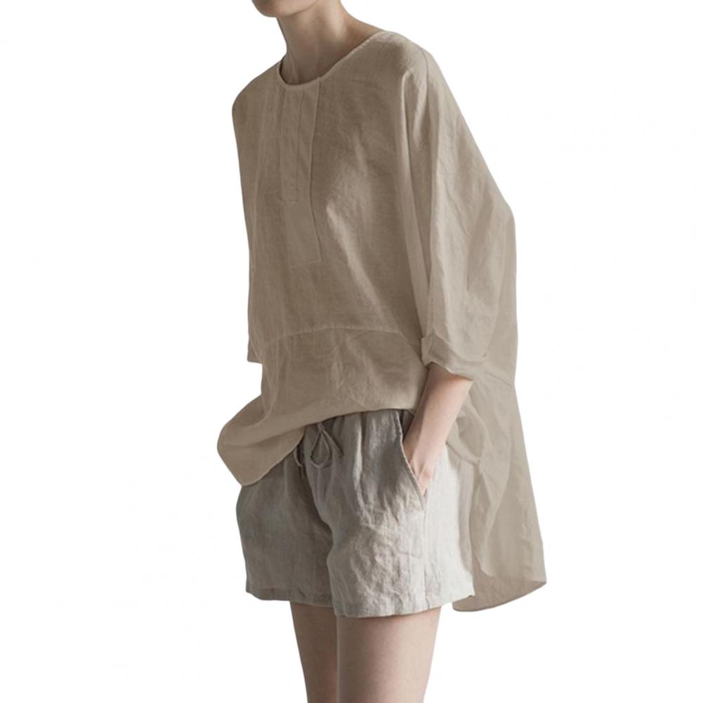 Cotton Linen T-shirts For Women Thin Back Split He... – Grandado