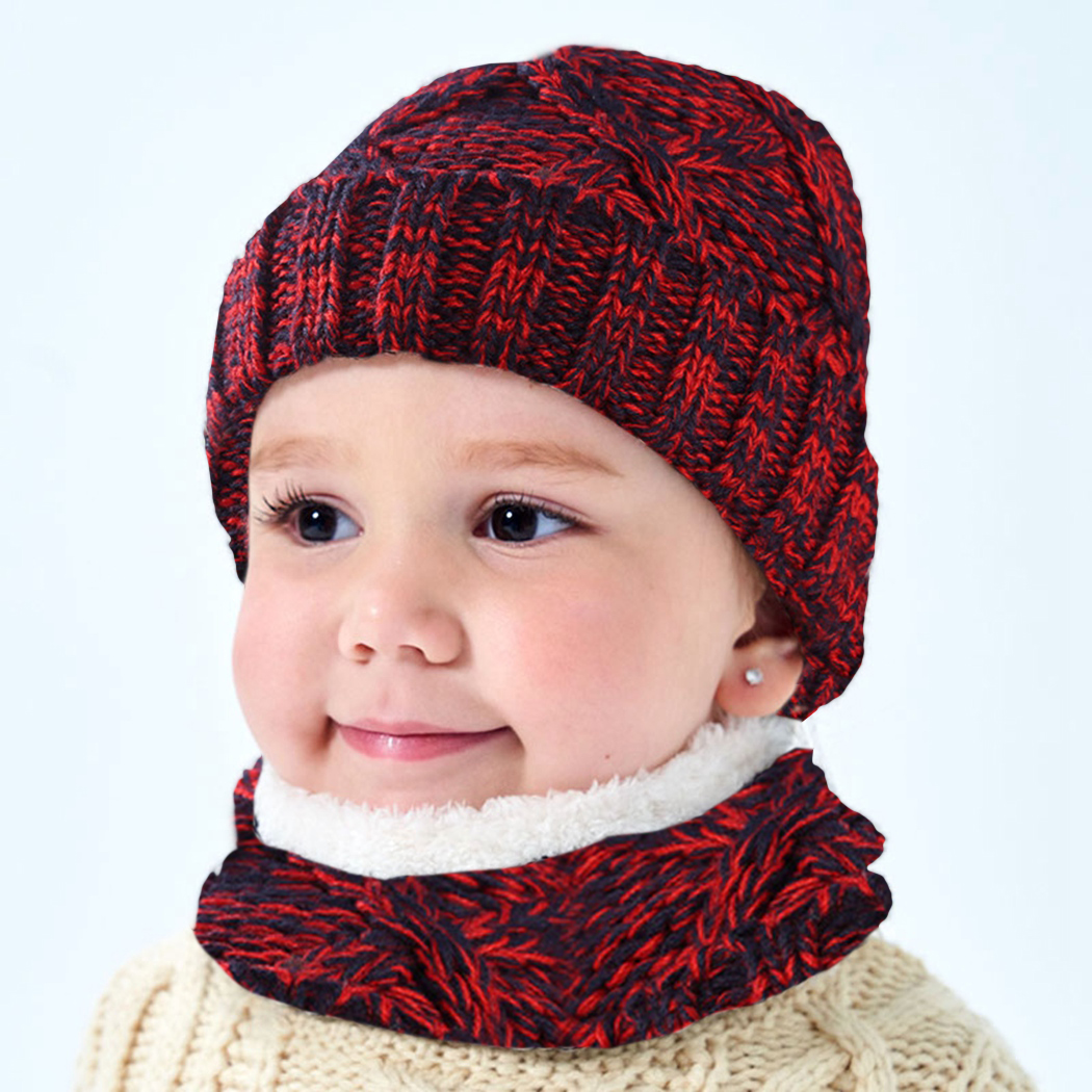 Warm Fleece Knitted Beanie Caps Snood Set Winter O... – Vicedeal