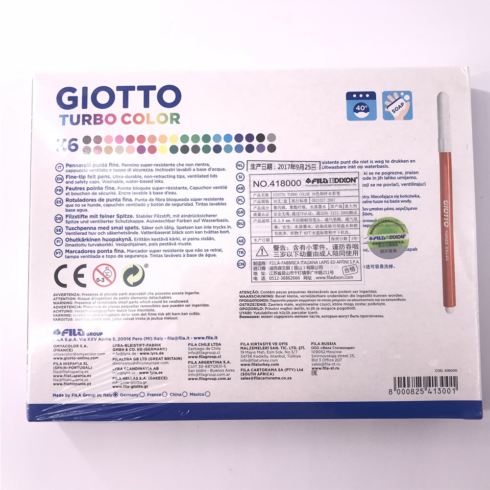 GIOTTO TURBOCOLOR 36colors Markers Child Washable ... – Grandado