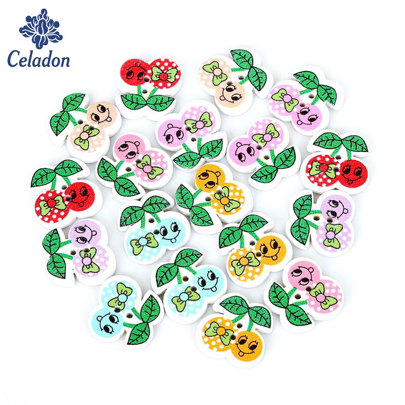 20x20mm 50pcs Cute Cherry Decorative Buttons Sewin... – Grandado