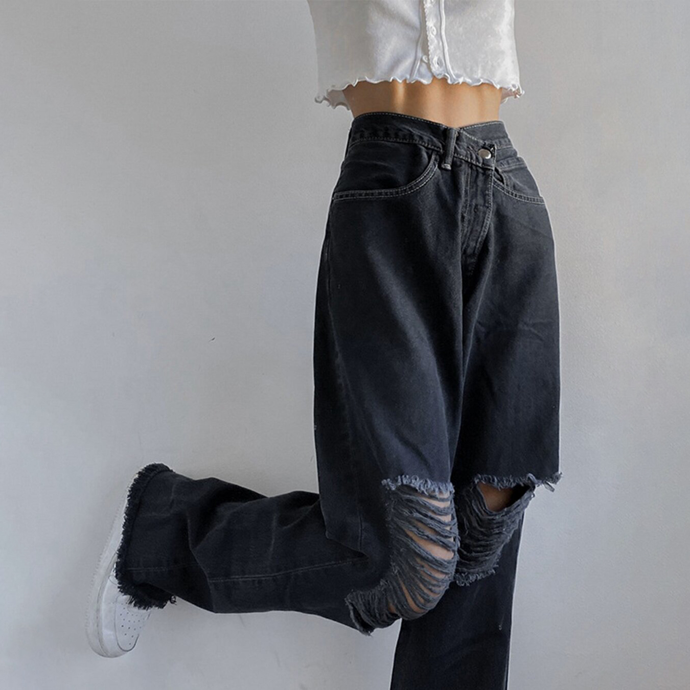 Pantalones vaqueros rasgados Y2K para mujer, Jeans... – Vicedeal