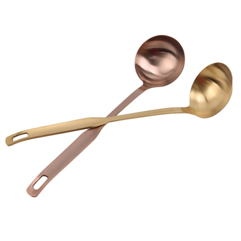 Stainless Steel Gold Soup Long Handle Ladle&Slotte... – Grandado