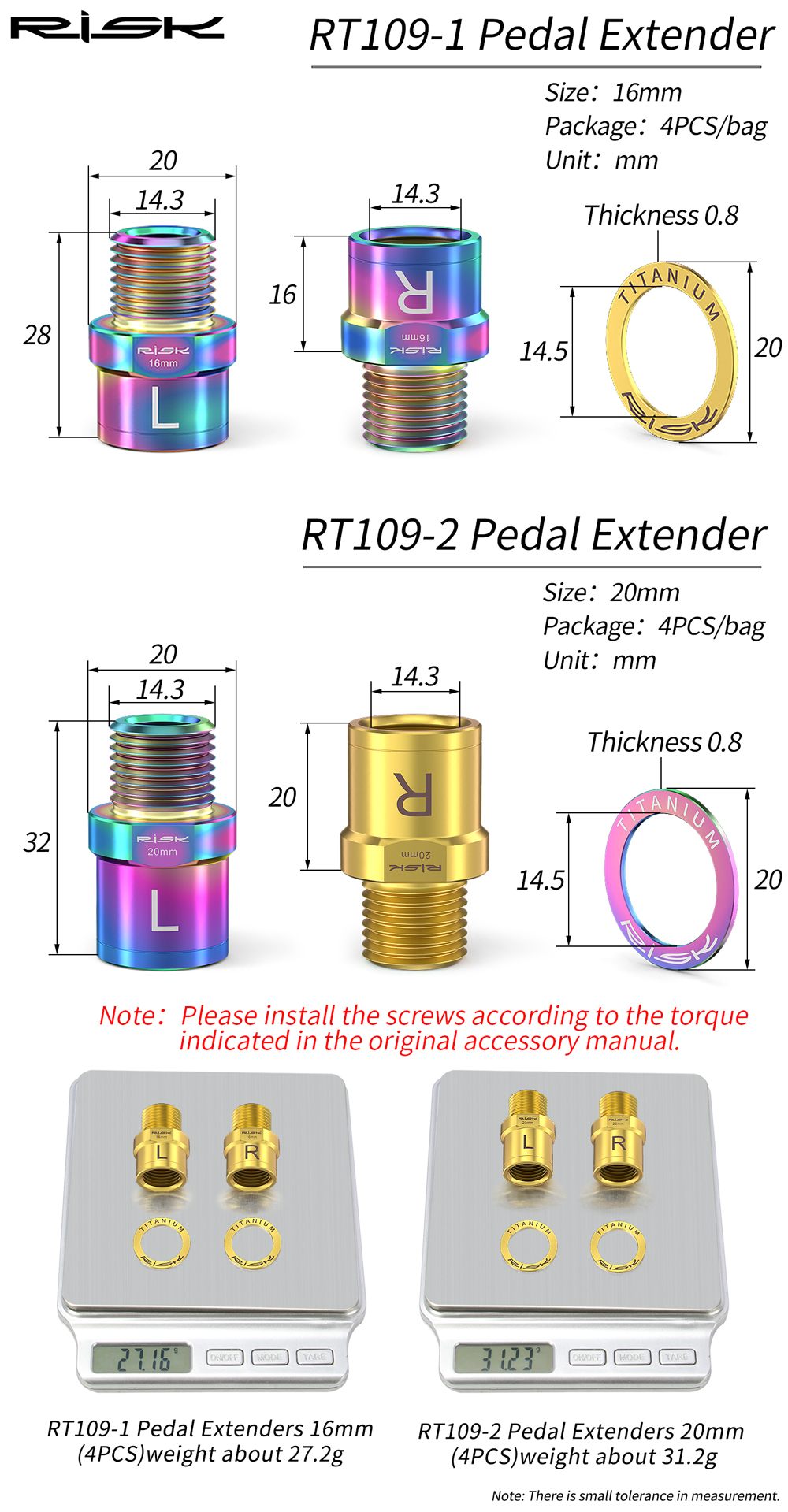 RISK Titanium Ti Bike Pedal Axle Extender Bicycle ... – Grandado