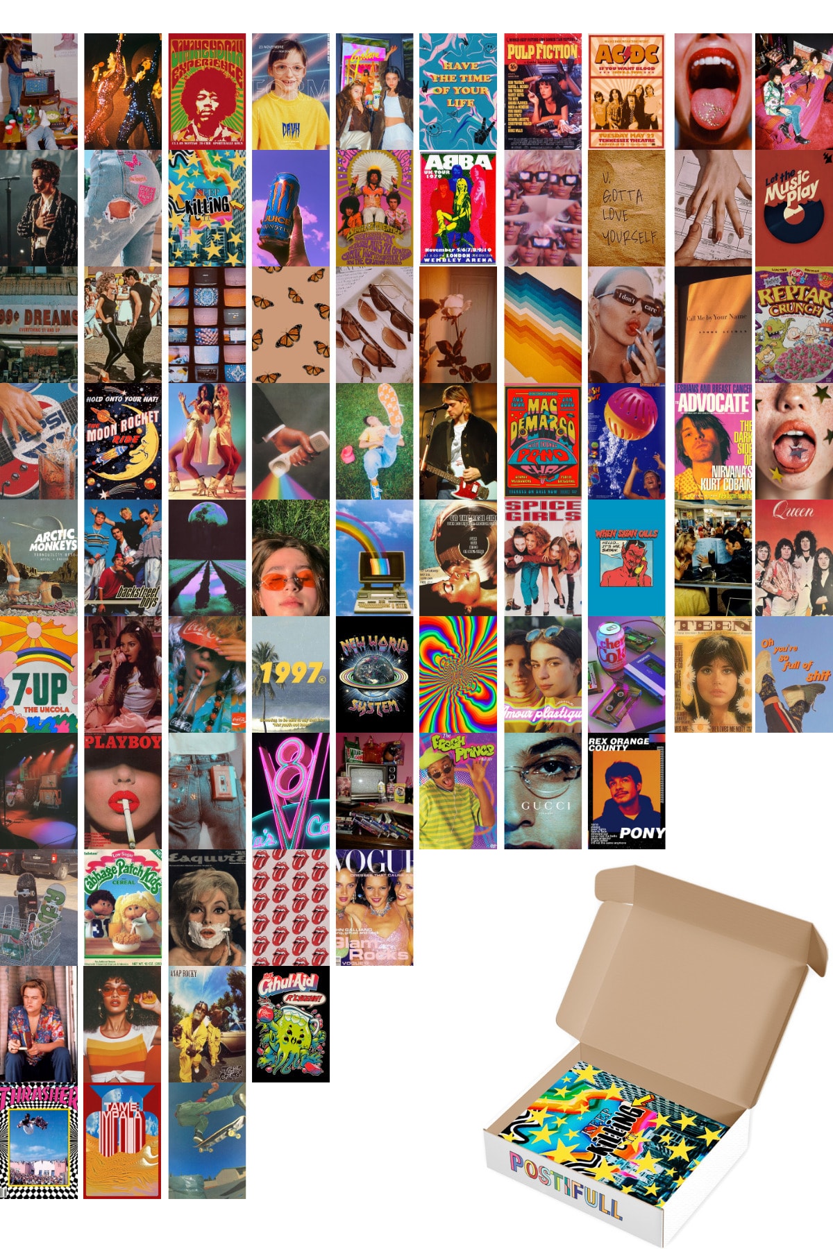 Vintage Wall Poster Collage Set - 80 Pcs-Aesthetic... – Grandado