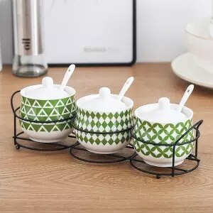 Husholdnings salt shaker tredelt krydderiboks kera... – Grandado