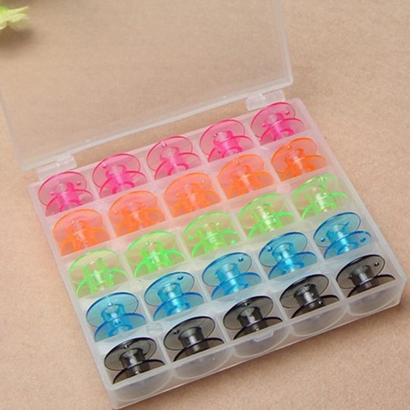 25PCS/Set Colorful Plastic Bobbins Box Set Sewing ... – Grandado