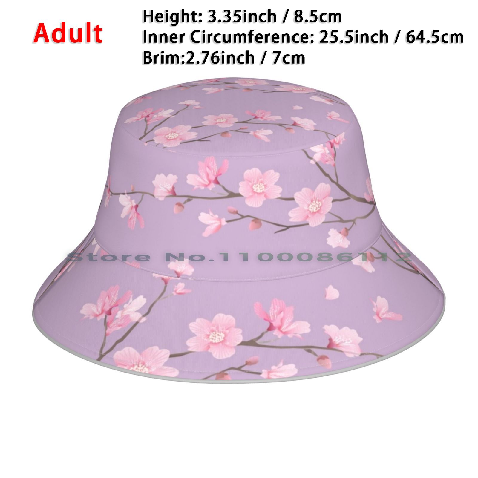Cherry Blossom-Pastel Purple Bucket Hat Sun Cap Ch... – Grandado