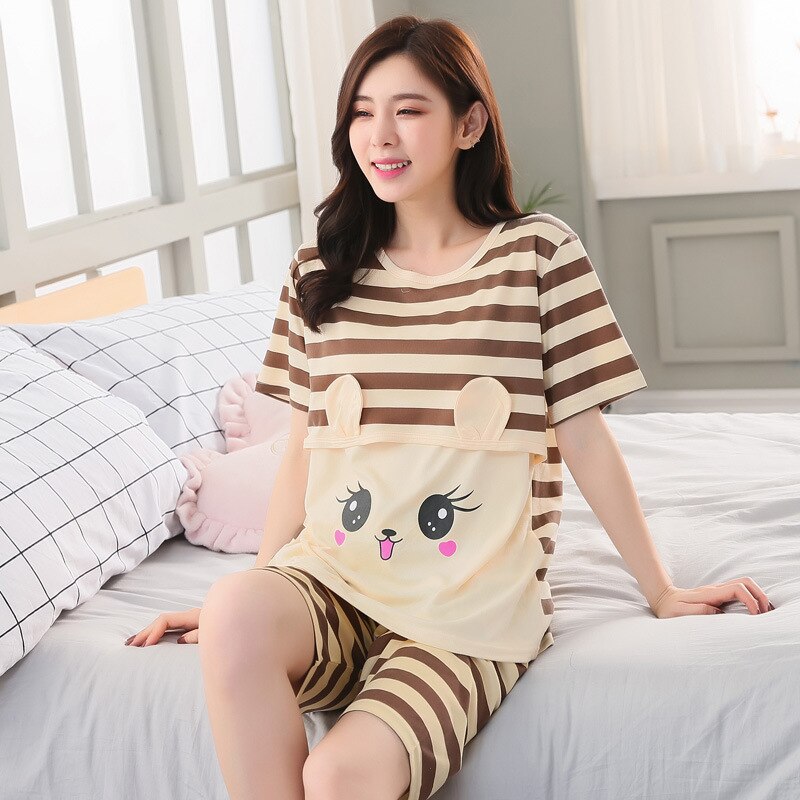 Maternity Pajamas Sets Cartoon Srtiped Pregnancy B... – Grandado