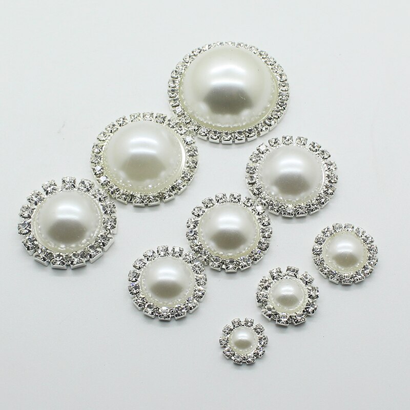 White Pearl Buttons Mix Size Sewing Round Metal Bu... – Grandado