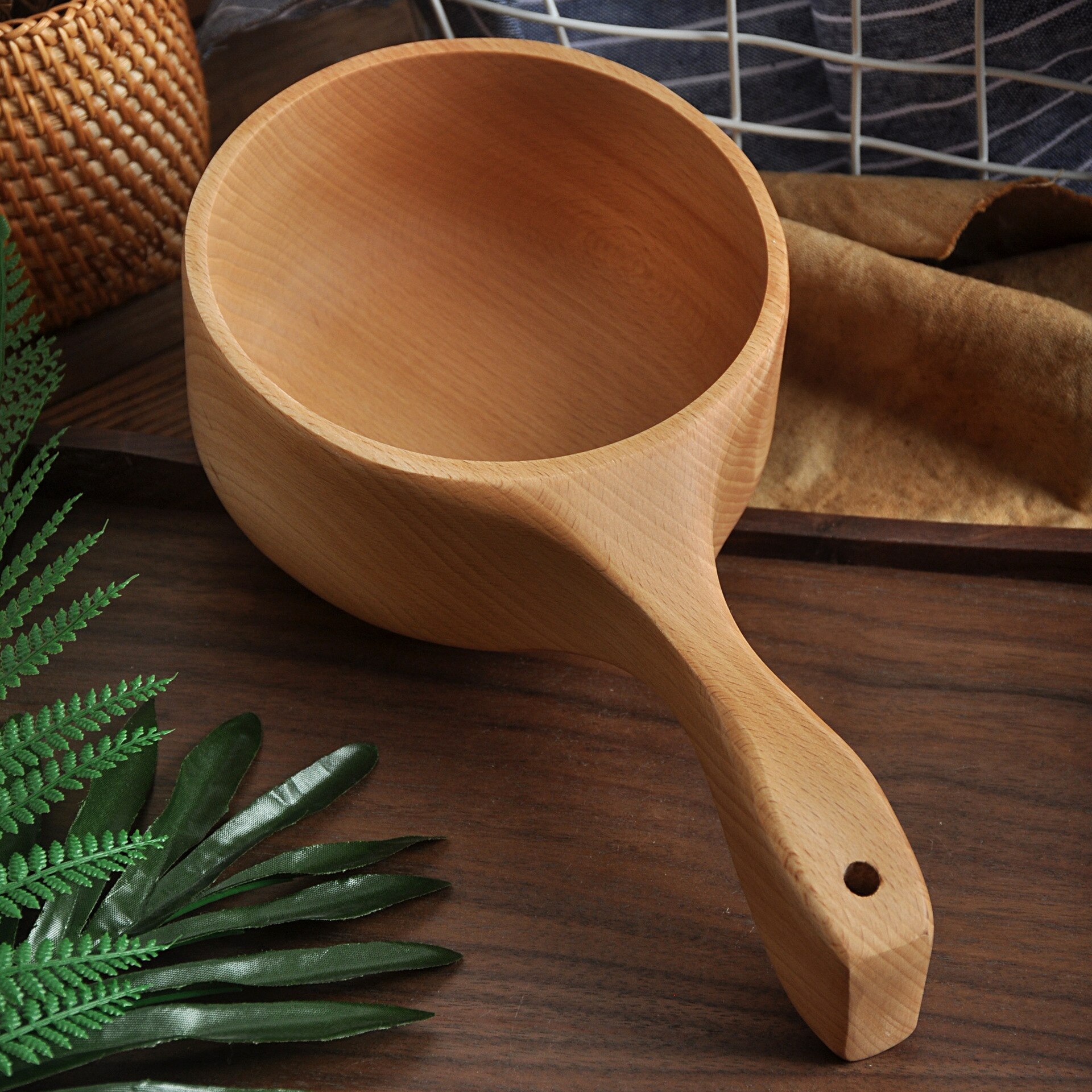 Korean whole wood handle water ladle solid wood me... – Vicedeal