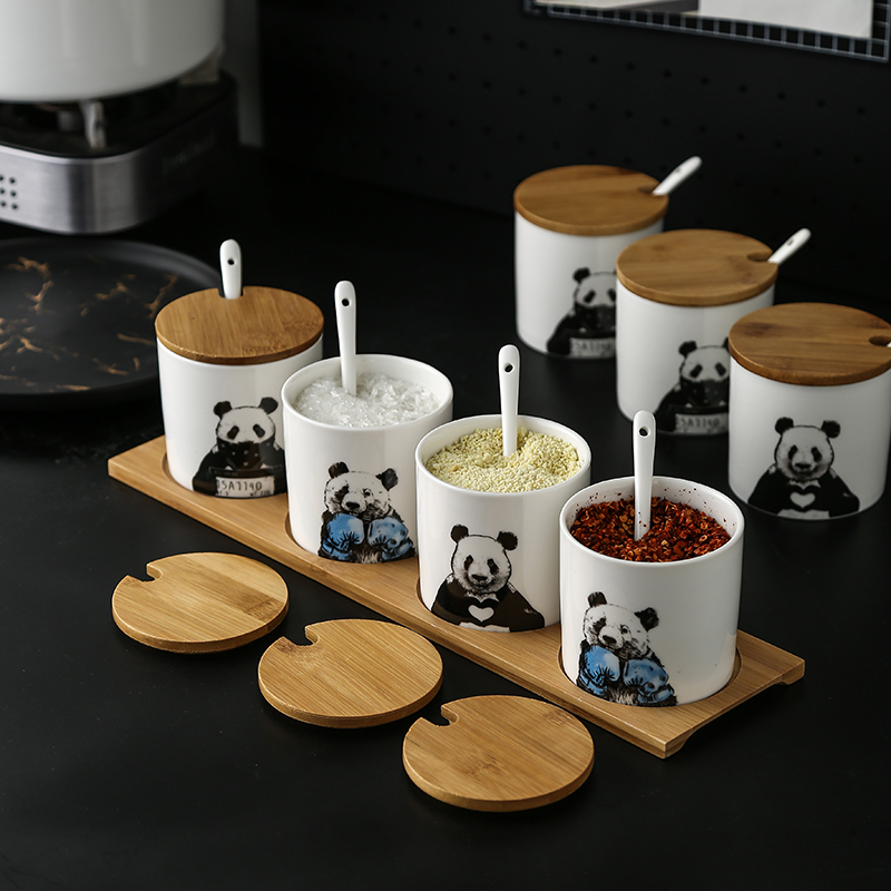 Nordic Art Keramische Panda Patroon Spice Box Set ... – Grandado