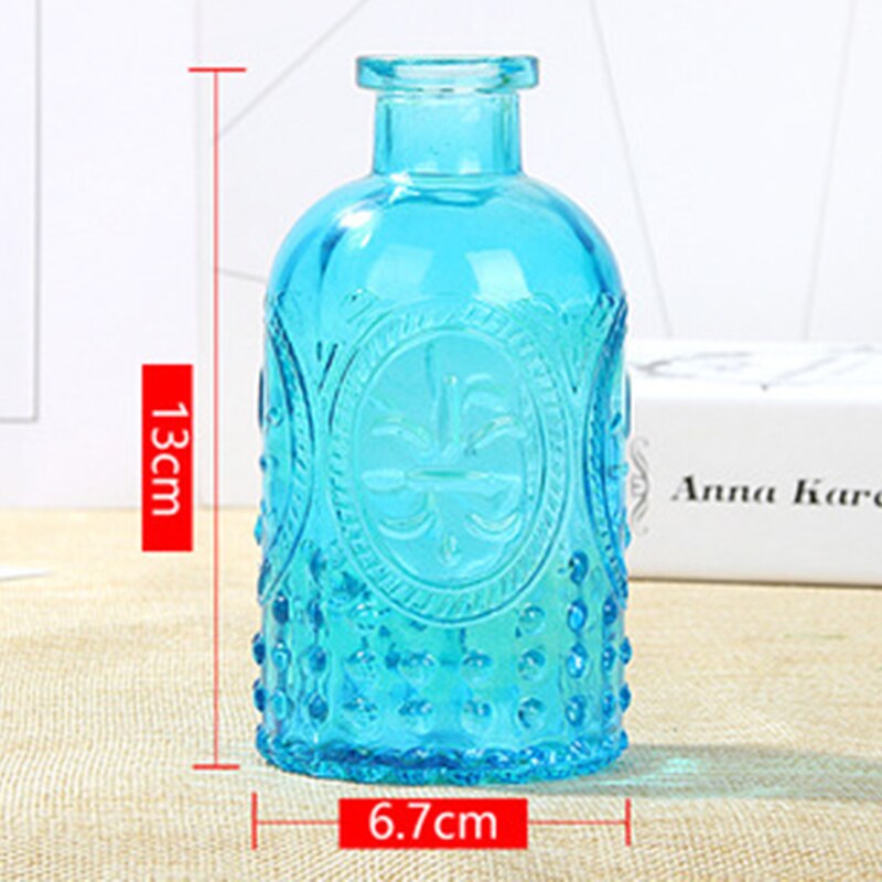 Small mouth vase glass European retro embossed gla... – Grandado