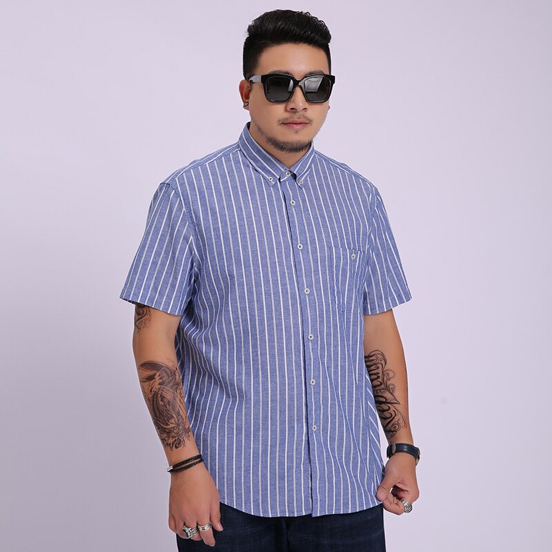 Grote Mannen Korte Mouw Business Gestreepte Grote ... – Grandado