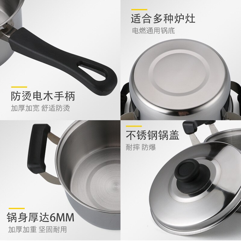 Stainless Steel Soup Pot Milk Pot Single Handle Do... – Vicedeal