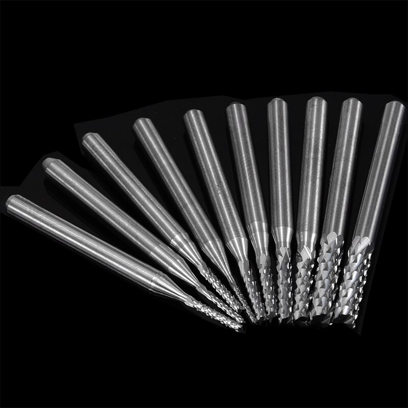 10pcs 0.8-3.175mm CNC End Mill Set 1/8" PCB Engrav... – Grandado