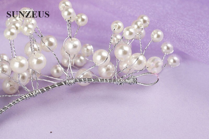 Hand-made Pearls Bridal Headband Crown Wedding Tia... – Grandado